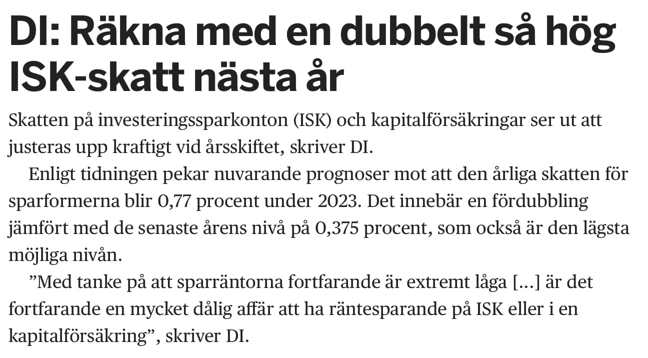 ISK-skatten fördubblas 2023 till följd av ränteläget? - Sida 2 ...