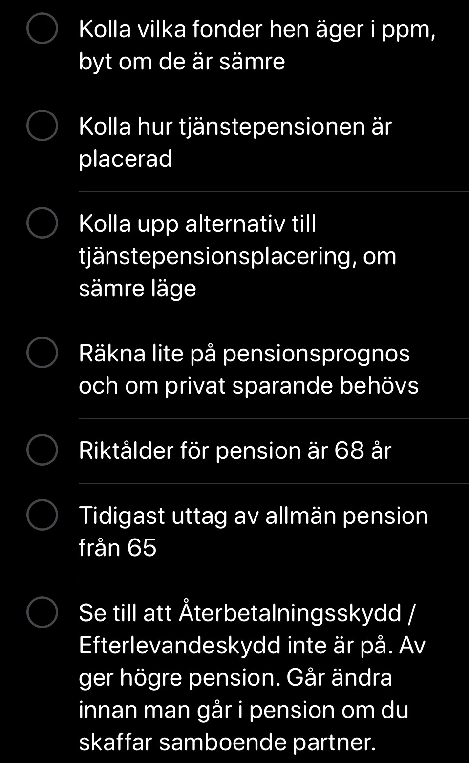 Checklista för bättre koll på sin pension! Vad saknas? - Pension - RikaTillsammans Forumet